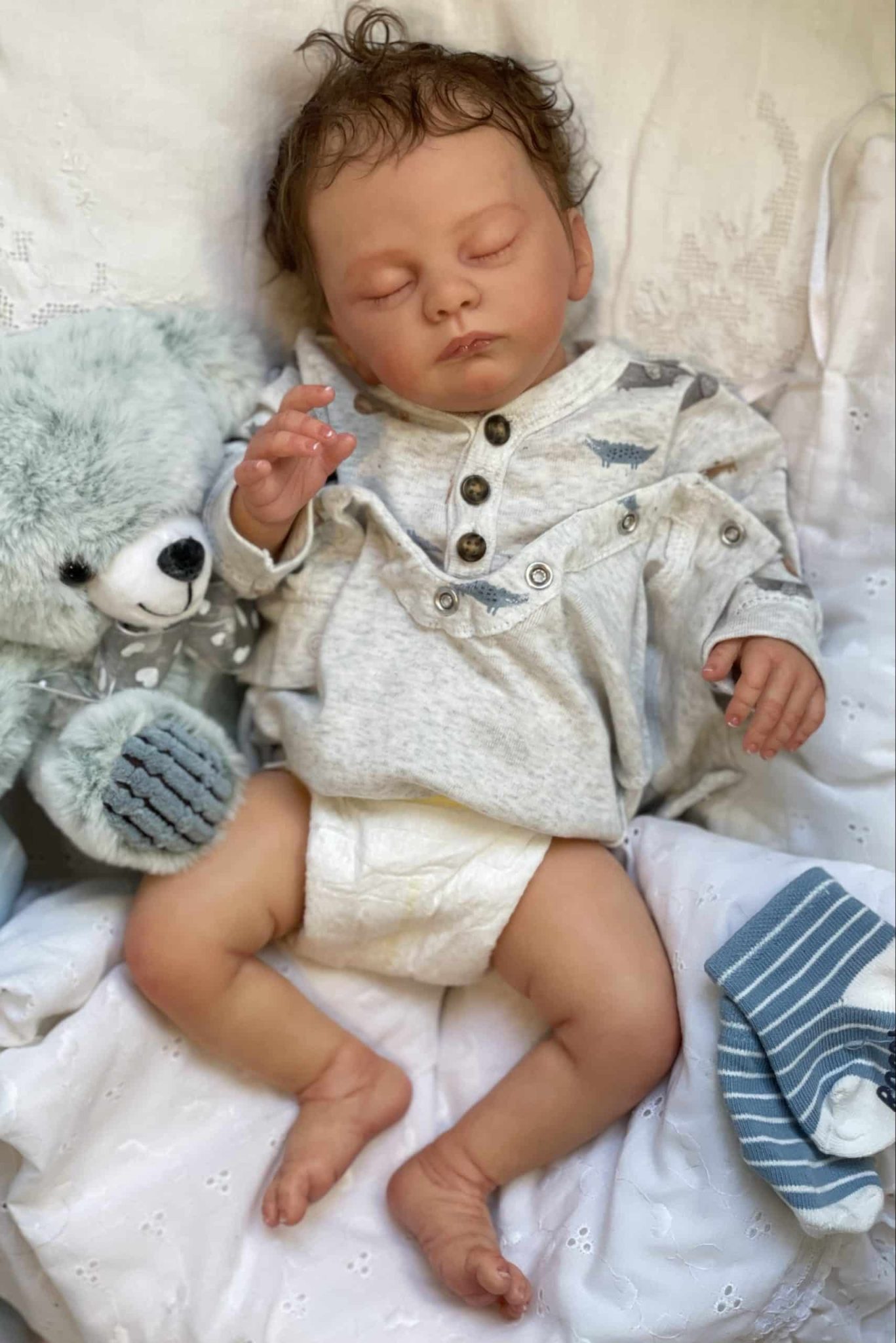 Reborn Luca with Curly Light Brown Hair - My World of Babies