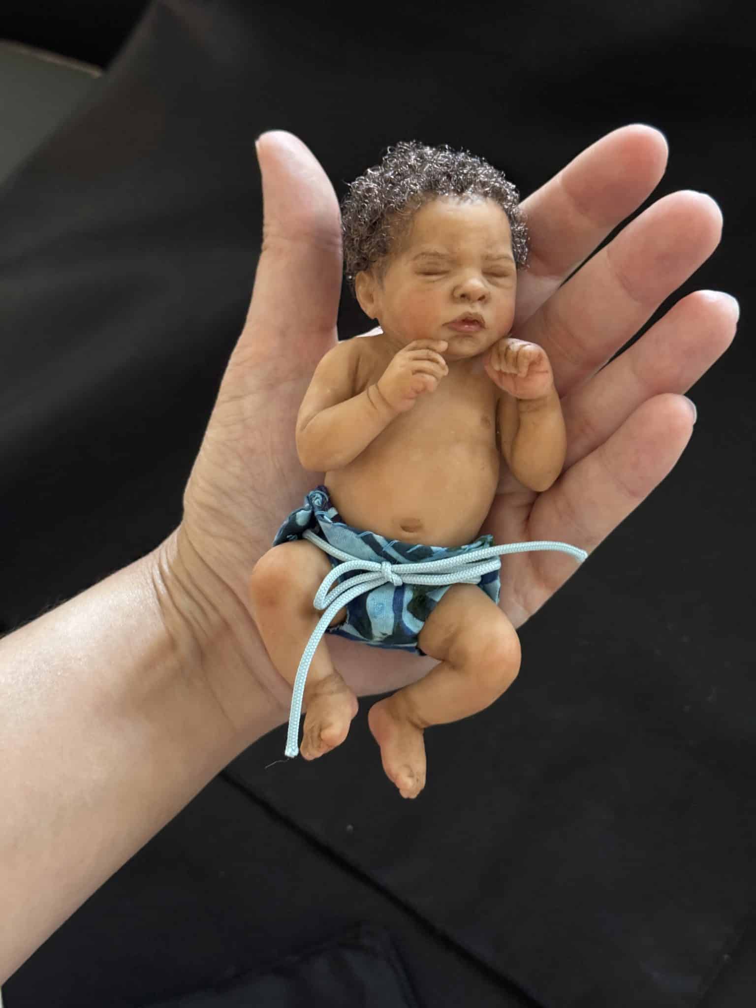 OOAK "Caspian", Polymer Clay Miniature Baby Boy - My World of Babies